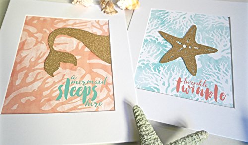 Teal, Coral and Gold Starfish Nursery Art, Starfish Decor - Twinkle Twinkle