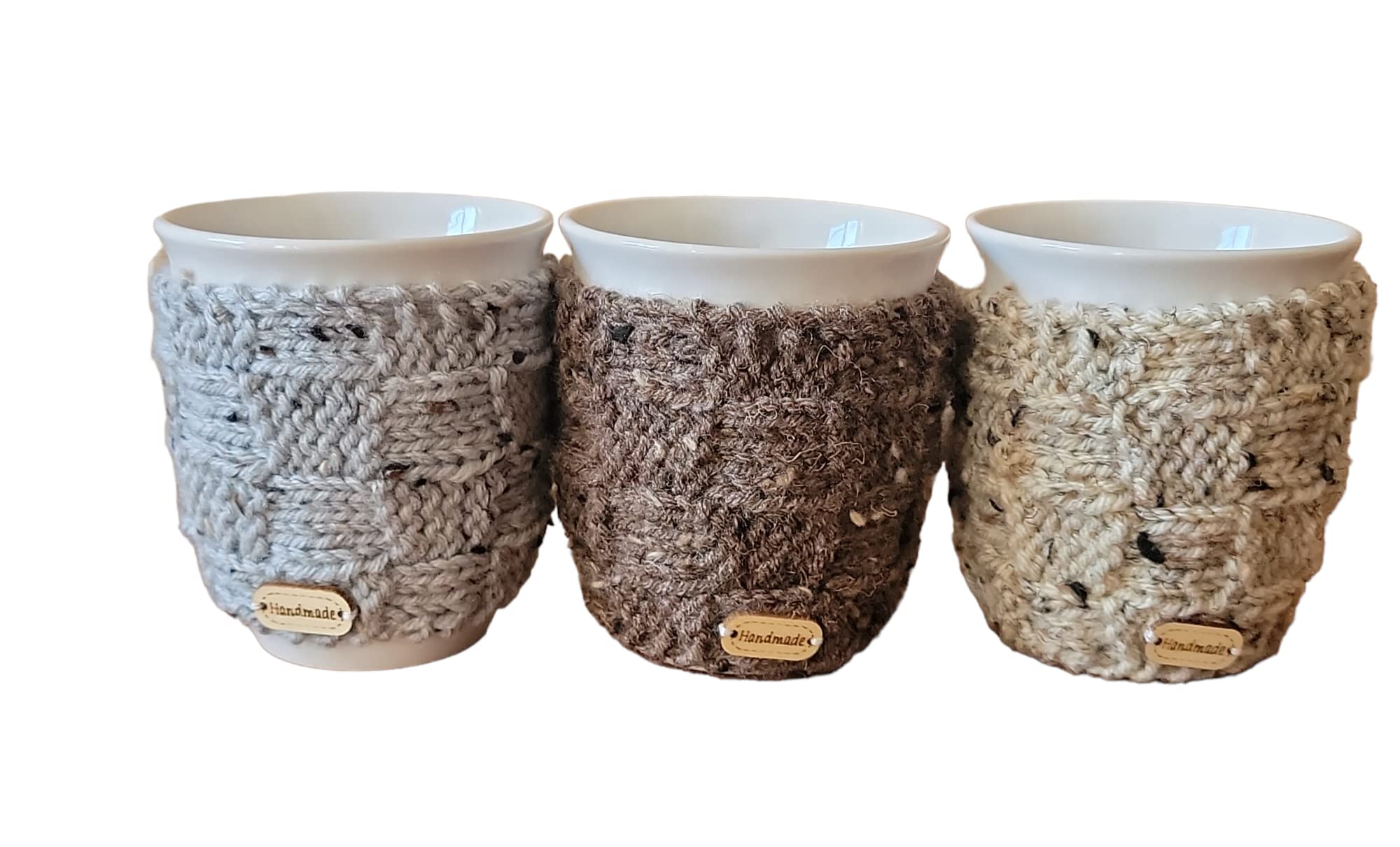 Coffee tea Mug Cozy gift box with 3 units, knitted mug cover, coffee mug sleeve, mug accesory
