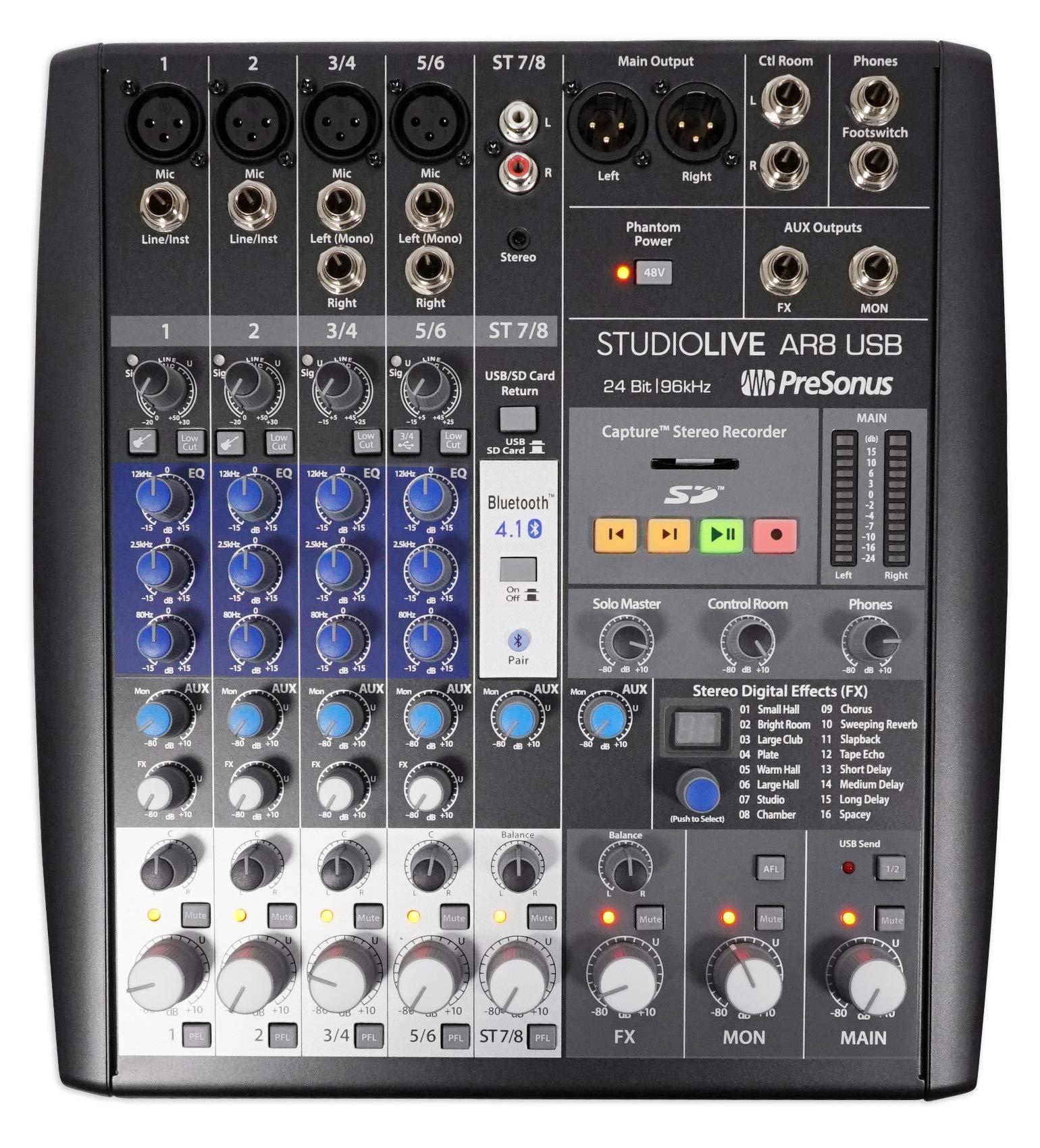 PreSonus StudioLive AR8 USB 8-Channel hybrid Performance and Recording Mixer