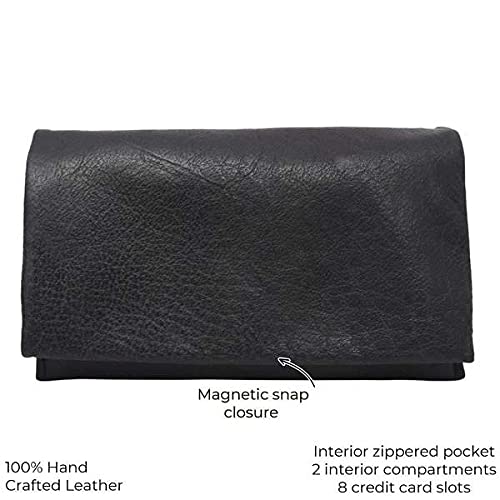 Latico Leathers Eloise Wallet Clutch, Full-Grain Leather, Black