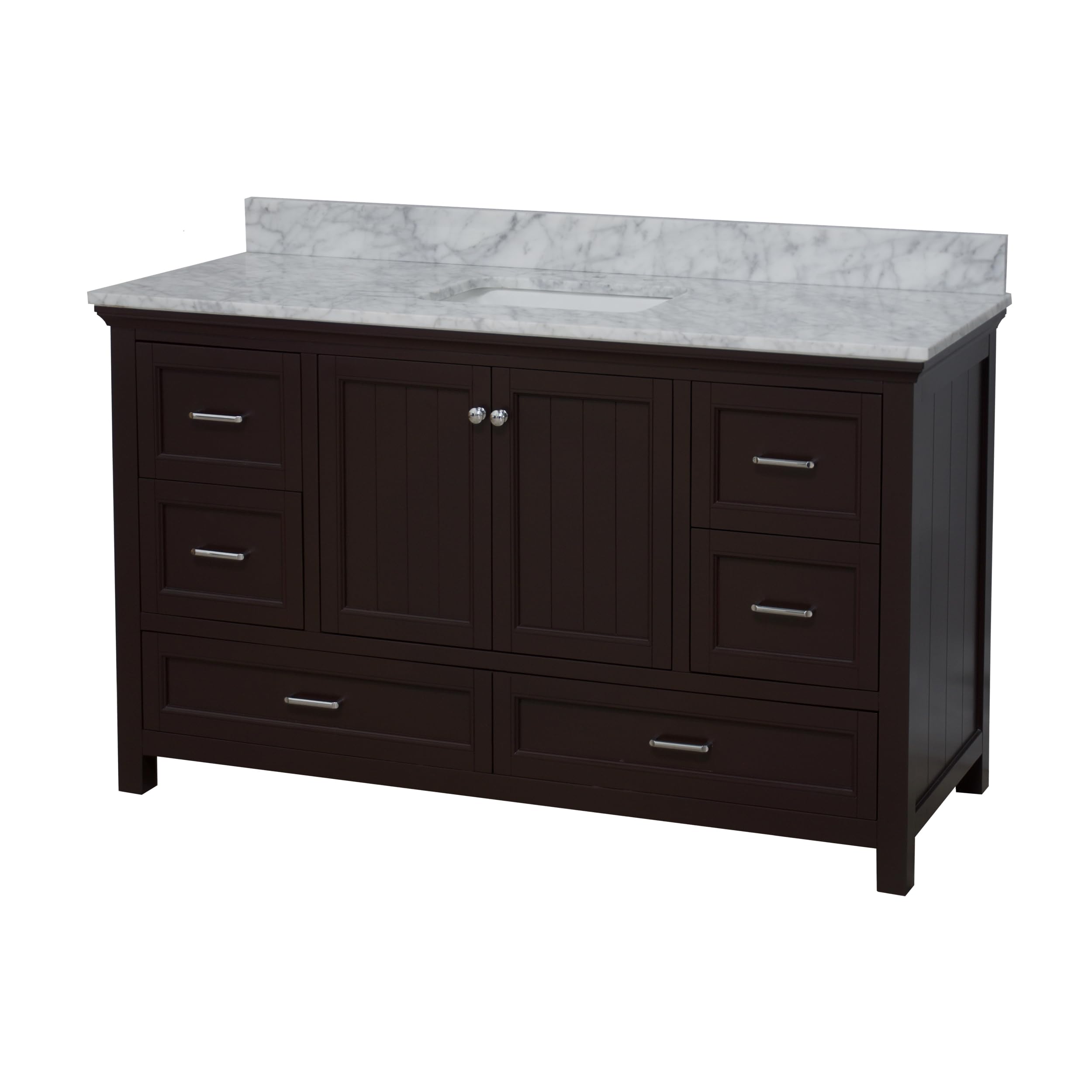 Kitchen Bath Collection Paige 60-inch Single Bathroom Vanity (Carrara/Chocolate): Includes Chocolate Cabinet with Authentic Italian Carrara Marble Countertop and White Ceramic Sink