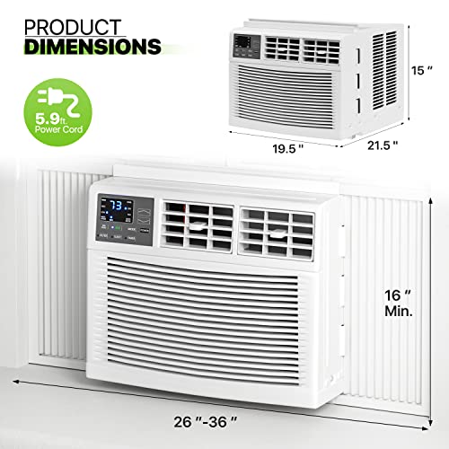 Magshion Window Air Conditioner 12000 BTU, Wi-Fi Enabled or Remote Control, Cooling for Large Rooms up to 450 Sq. Ft., 12K BTU Window AC Unit with Easy Install Kit