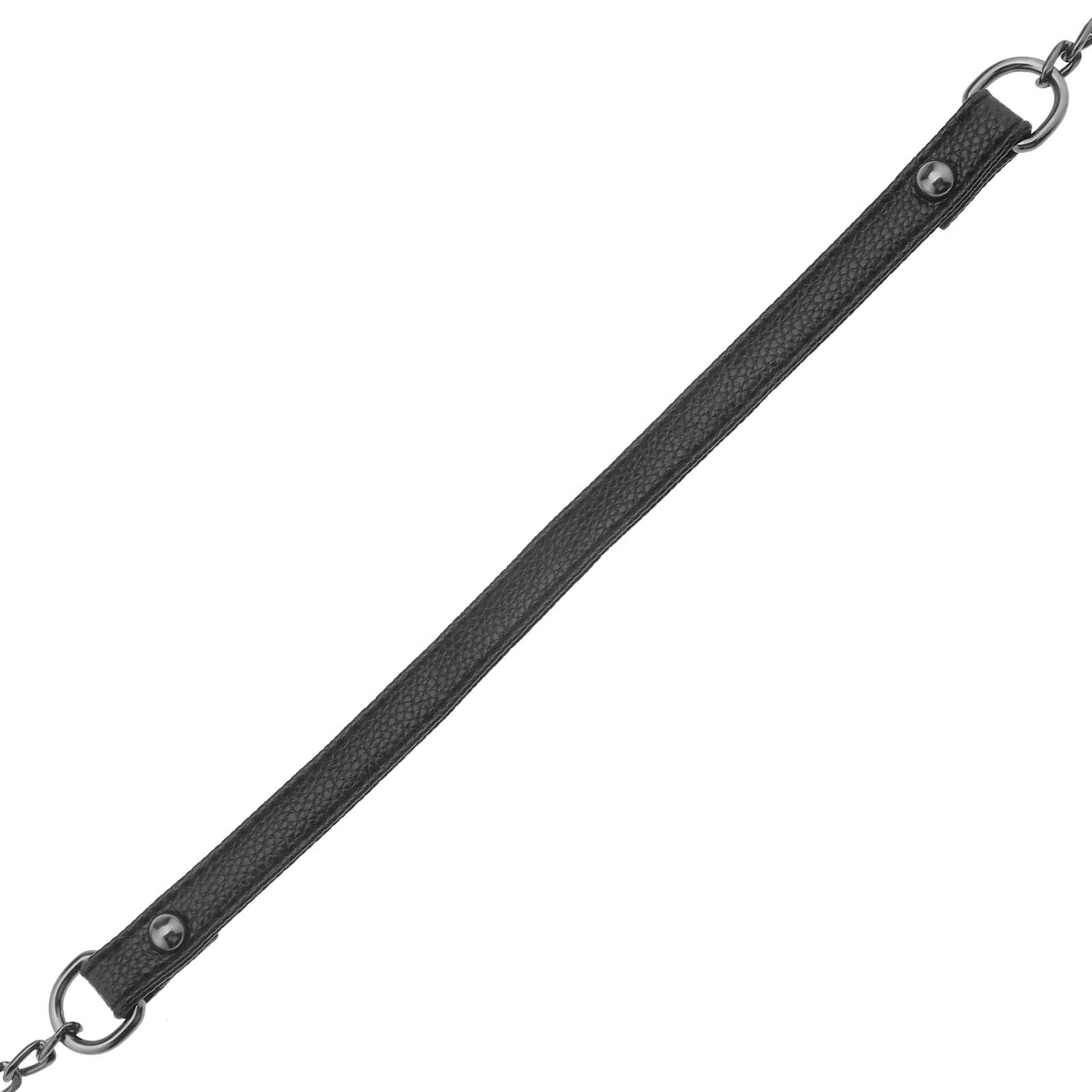 Purse Chain Strap, Slim Black Leather Wrist Strap Replacement for Handbag Shoulder Cross Body Bag - 47 Inch
