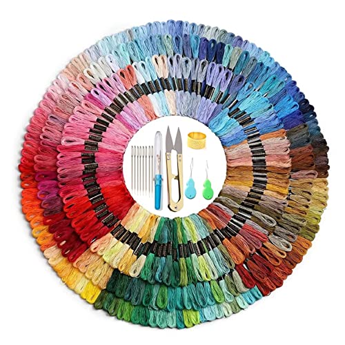 Magxvouy 50 skeins Rainbow Color Embroidery Floss Cross Stitch Threads with Tool Accessories, Embroidery Thread Kits for Cross Stitch, Bracelet Friendship and Craft Floss