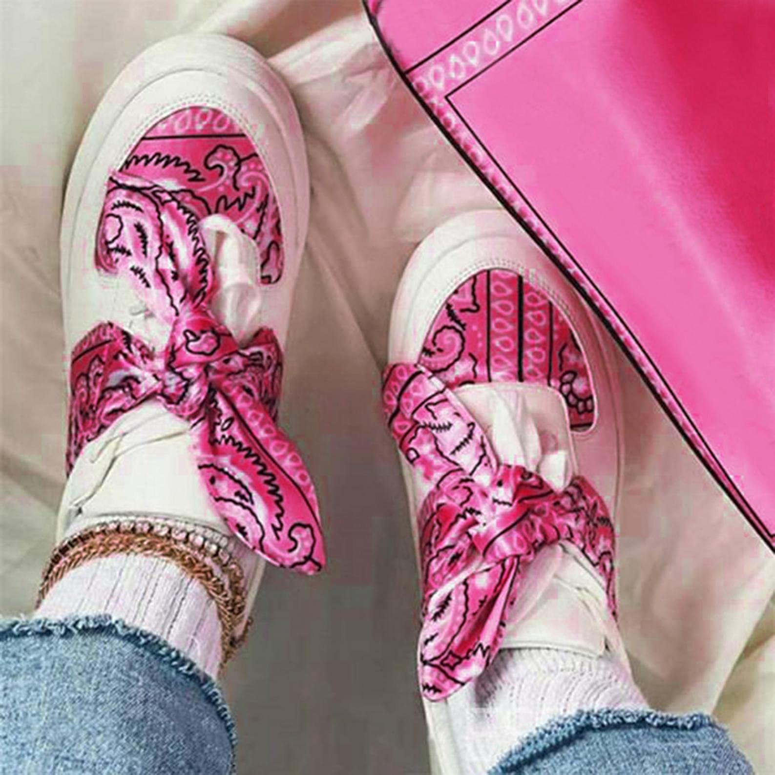 Padaleks Women's Front Lace-up Bow Fashion Sneakers Slip On Comfort Casual Walking Shoes for Shopping Office Work