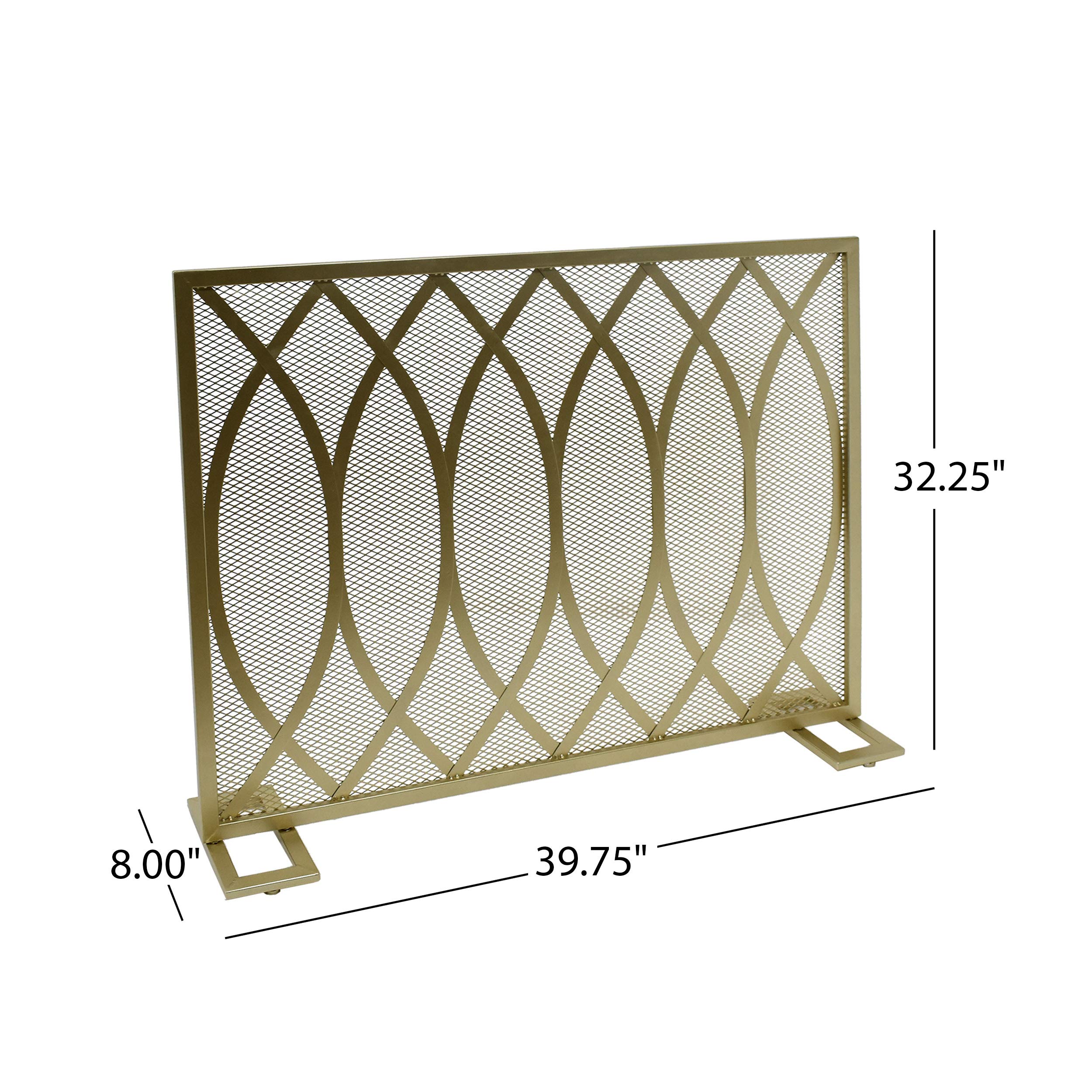 Christopher Knight Home Junior Modern Single Panel Iron Firescreen, Gold Finish
