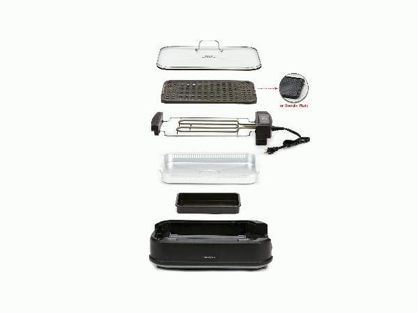 PowerXL Smokeless Grill Family Size- with Tempered Glass Lid with Interchangeable Grill and Griddle Plate and Turbo Speed Smoke Extractor Technology 22.1β X13.2β X 6.1