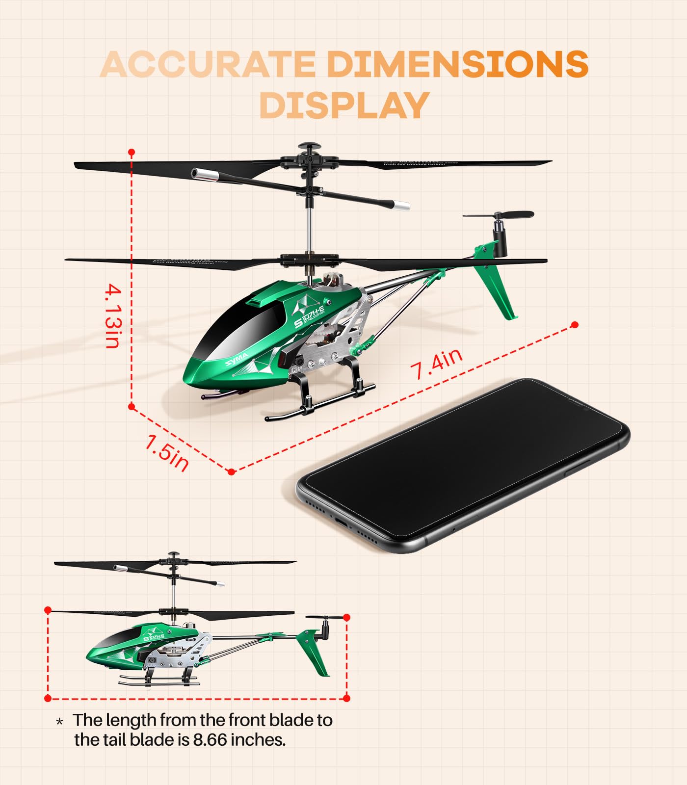 SYMA Remote Control Helicopter, S107H-E Aircraft with Altitude Hold, One Key take Off/Landing, 3.5 Channel, Gyro Stabilizer, High &Low Speed, LED Light Indoor to Fly for Kid Beginner(Green)