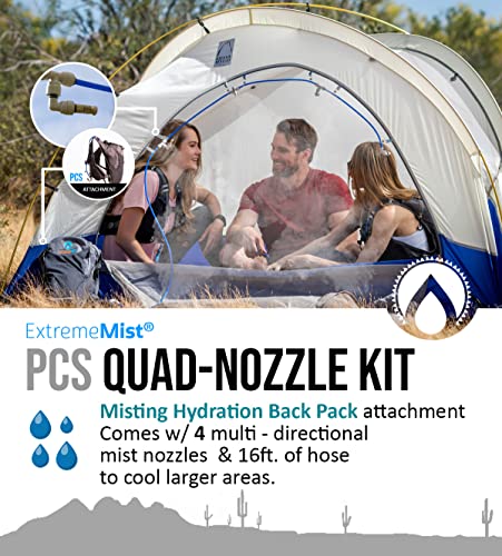 ExtremeMist Portable Misting System Nozzle Kit - Compatible with PCS Mist Pump | 4 Nozzles, 16ft Mist Line, 4ft Feed Line, Mounting Clips, Ties & Connectors | Misting Nozzles for Tents, Patios, & More