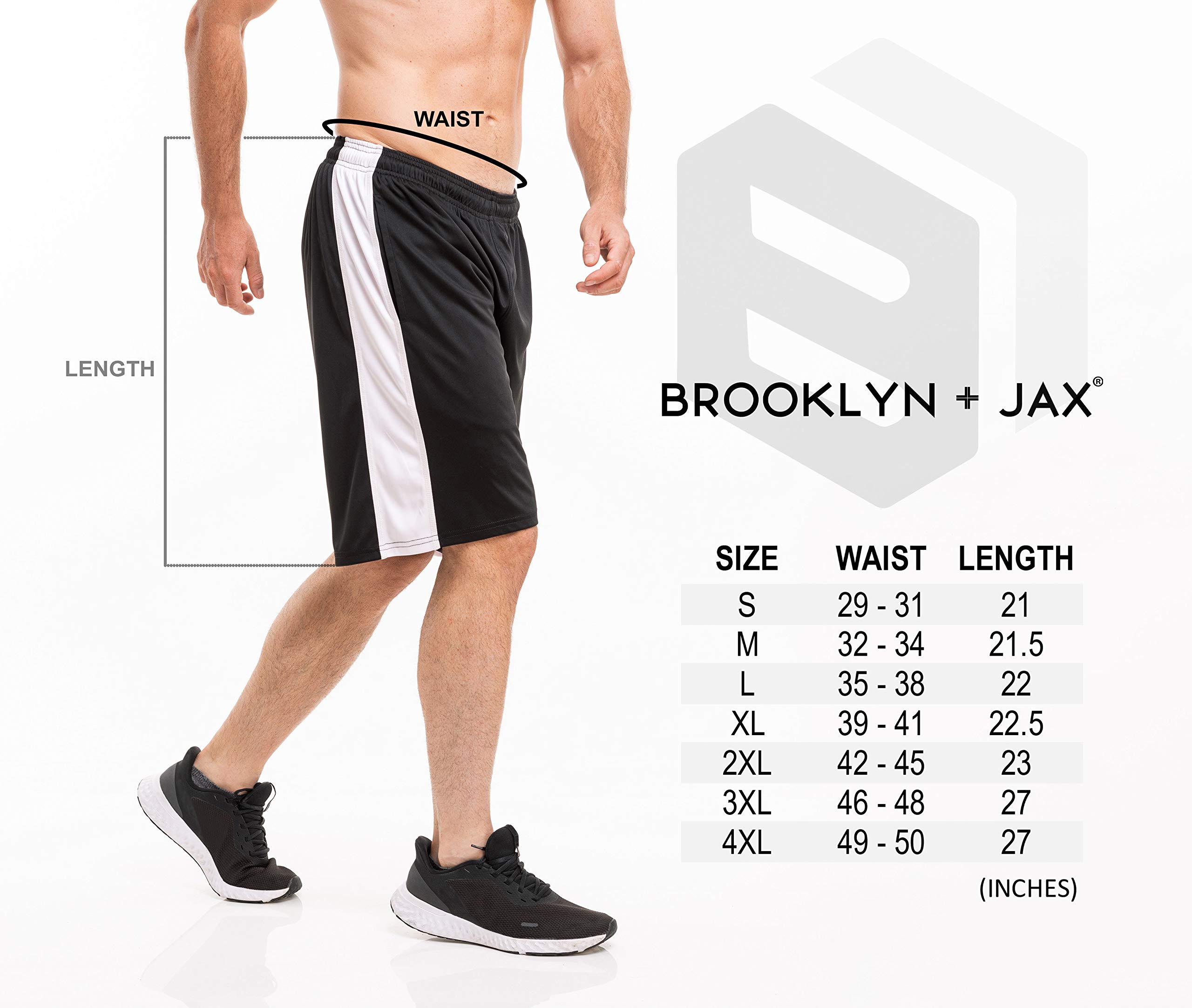 BROOKLYN + JAX Men's Premium Active Athletic Performance Shorts with Pockets - 5 Pack