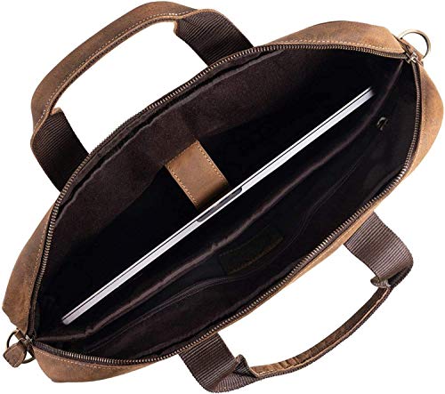 Leather Briefcase 18 Inch Laptop Messenger Bags for Men and Women Best Office School College Briefcase Satchel Bag
