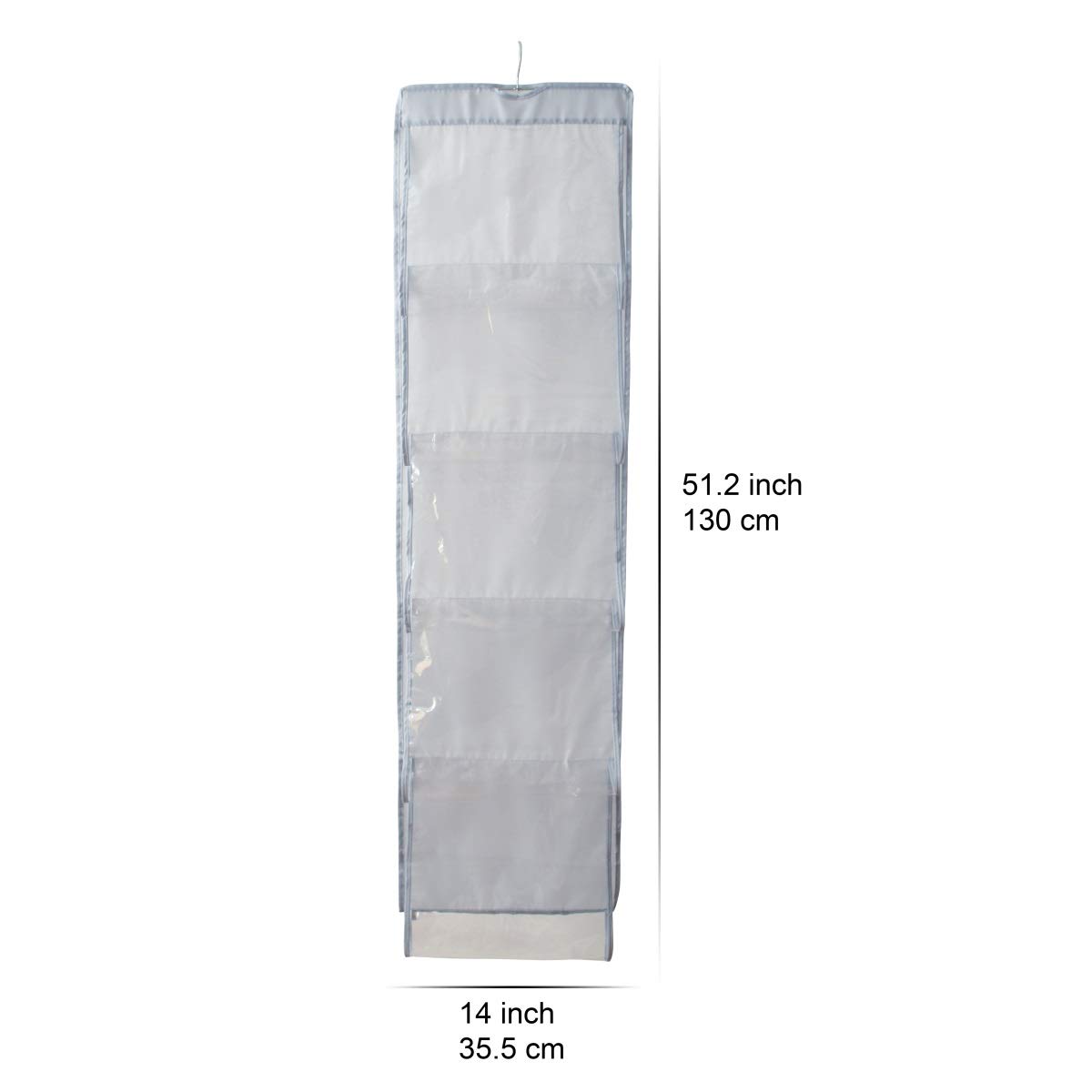 Szxc Closet Hanging Organizer for Small to Medium Handbag Purse - 50 x 14 inch, Dual-Sided 10 Clear See-Through Pockets, Wardrobe Storage Organizer for Shoes Boot Towel Clothes Scarf