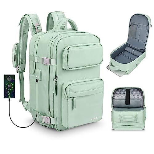 LIVACASA Waterproof Travel Backpack for Women, 40L Airline Approved Carry on Laptop Backpack with Compartment and USB Port