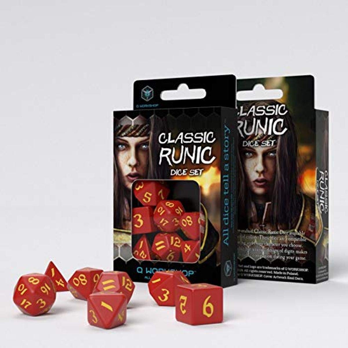 Q-Workshop Classic Runic Red & Yellow Dice Set (7)