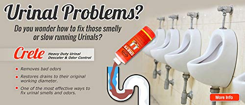 Crete (16 oz Bottle) Professional Urinal Descaler & Deodorizer. Restores urinal drains to their original working diameter, resolving slow-running issues and eliminating the source of odors.