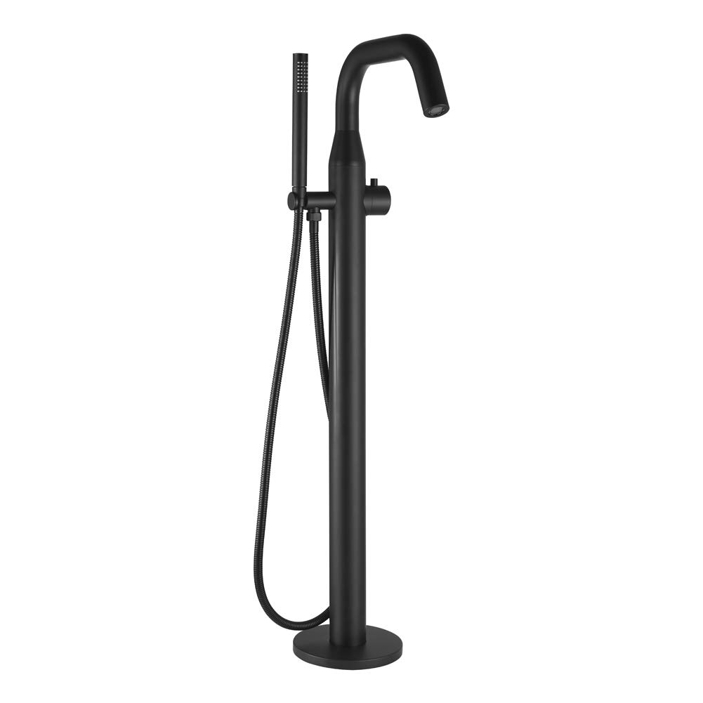 HEATGENE Bathtub Faucet Freestanding Tub Filler Single Handle Floor Mounted Faucets with Handheld Shower Matt Black