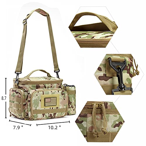 MOV COMPRA Tactical Lunch Bag for Men, Insulated Lunch Box Leakproof Large Capacity with MOLLE Water Bottle Pouch Lunchbox for Adult Work Picnic(Camouflage Green)