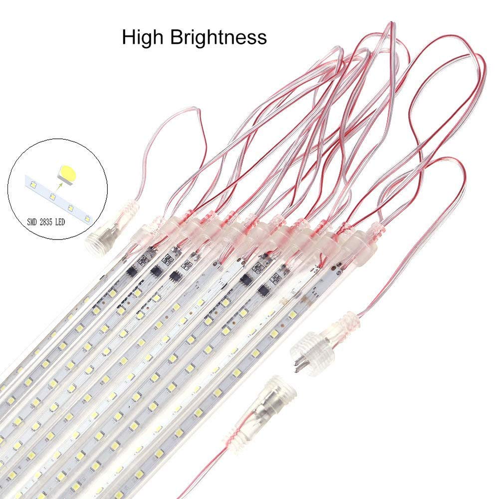 Qelus Meteor Shower Rain Lights, 192LEDs 8Tubes 11.8inch Drop Icicle Cascading Rain Lights for Christmas Holiday Wedding Garden Home Decoration, Blue