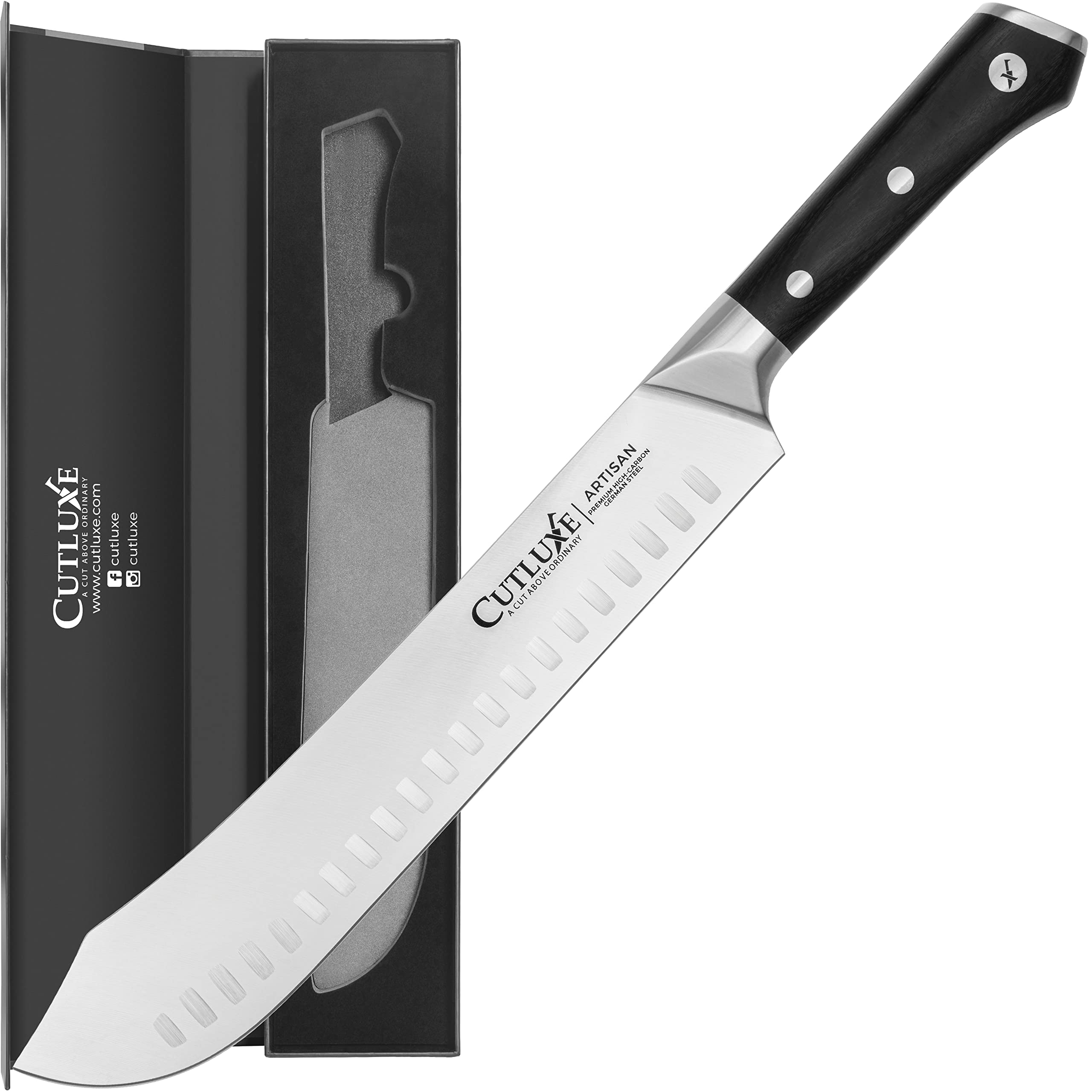 Cutluxe Bullnose Breaking Knife & Sharpening Rodβ Forged High Carbon German Steel β Full Tang & Razor Sharp β Ergonomic Handle Design β Artisan Series