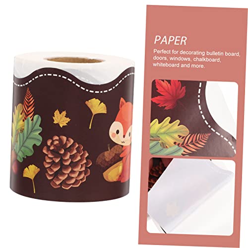 Ciieeo 1 Roll Chalkboard Stickers Thanksgiving Borders Stickers Autumn Wave Board Borders Autumn Board Borders Stickers Maple Leaf Borders Fall Border Trim Autumn Leaves Sector Paper