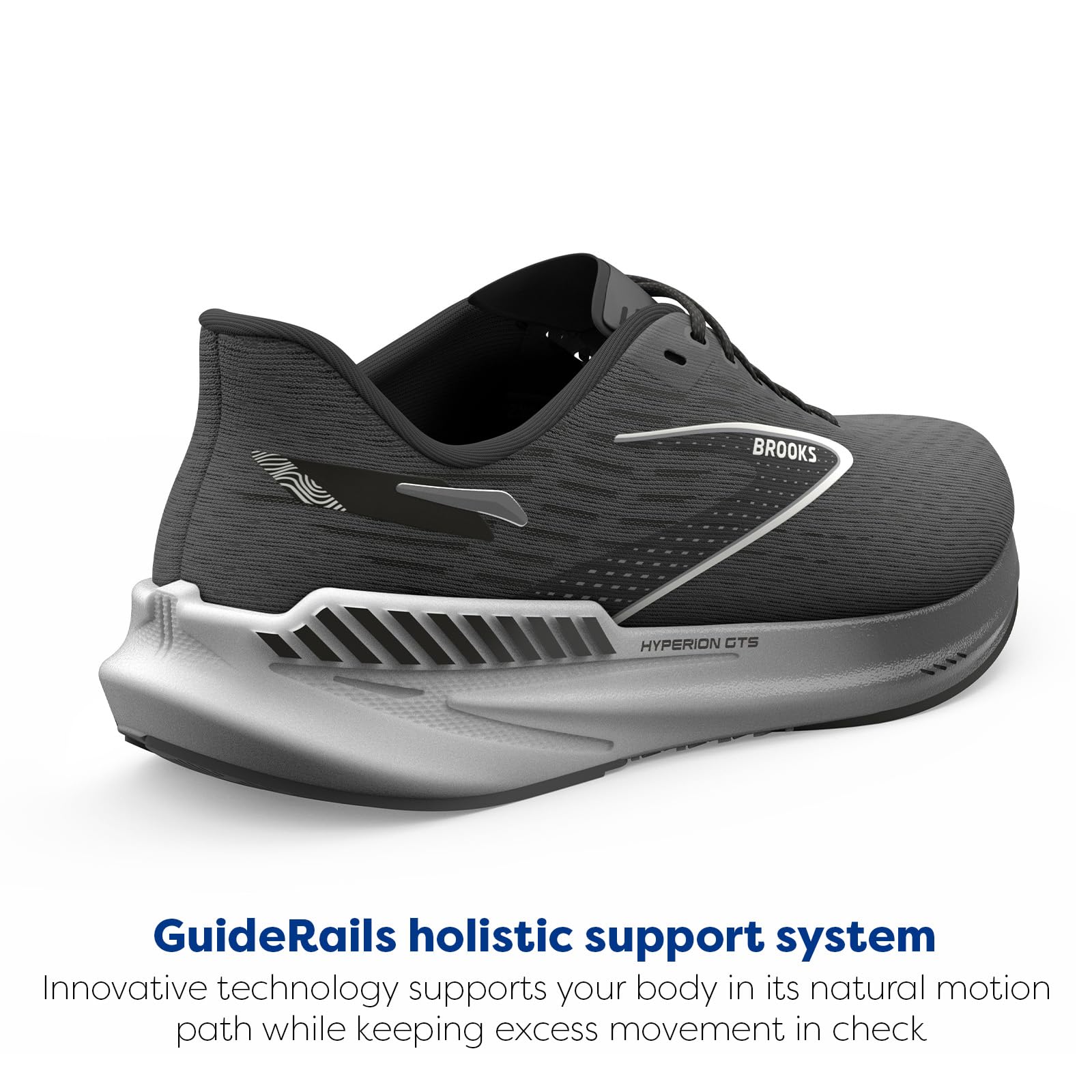 Brooks Men’s Hyperion GTS Supportive Running Shoe - Gunmetal/Black/White - 12 Medium