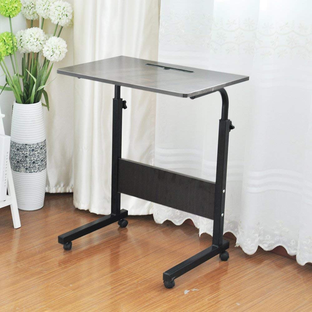 SogesGame Side Table,31.5in/21.6in Adjustable Laptop Stand Portable Cart Tray Bedside Computer Table,Sofa Side Bed Table with Wheels