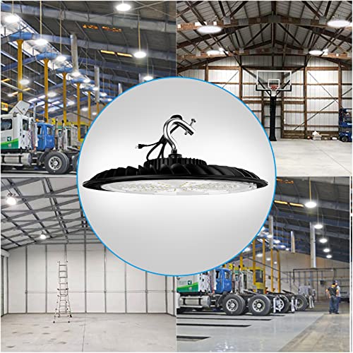 Lightdot 4Pack 250W LED High Bay Light 35000lm (Eqv.1000W MH/HPS) Commercial Bay Lighting, 5000K Daylight LED UFO High Bay with US Plug for Garage/Barn, Energy Saving Upto 1840KW*4/Y(5Hrs/Day)