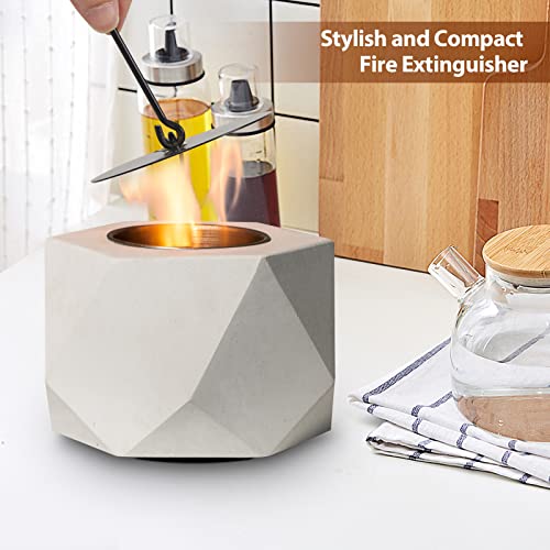 KIZZBY Table Top Fire Pit Bowl - Concrete Tabletop Fireplace Indoor Outdoor Decor Portable Rubbing Alcohol Burner Smores Maker for Patio Balcony with Extinguisher