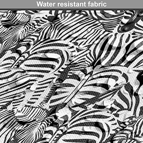 Lunarable Zebra Fabric by The Yard, Savannah Fauna Herd with Black Stripes Design Monochrome Illustration, Decorative Fabric for Upholstery and Home Accents, 1 Yard, Black and White