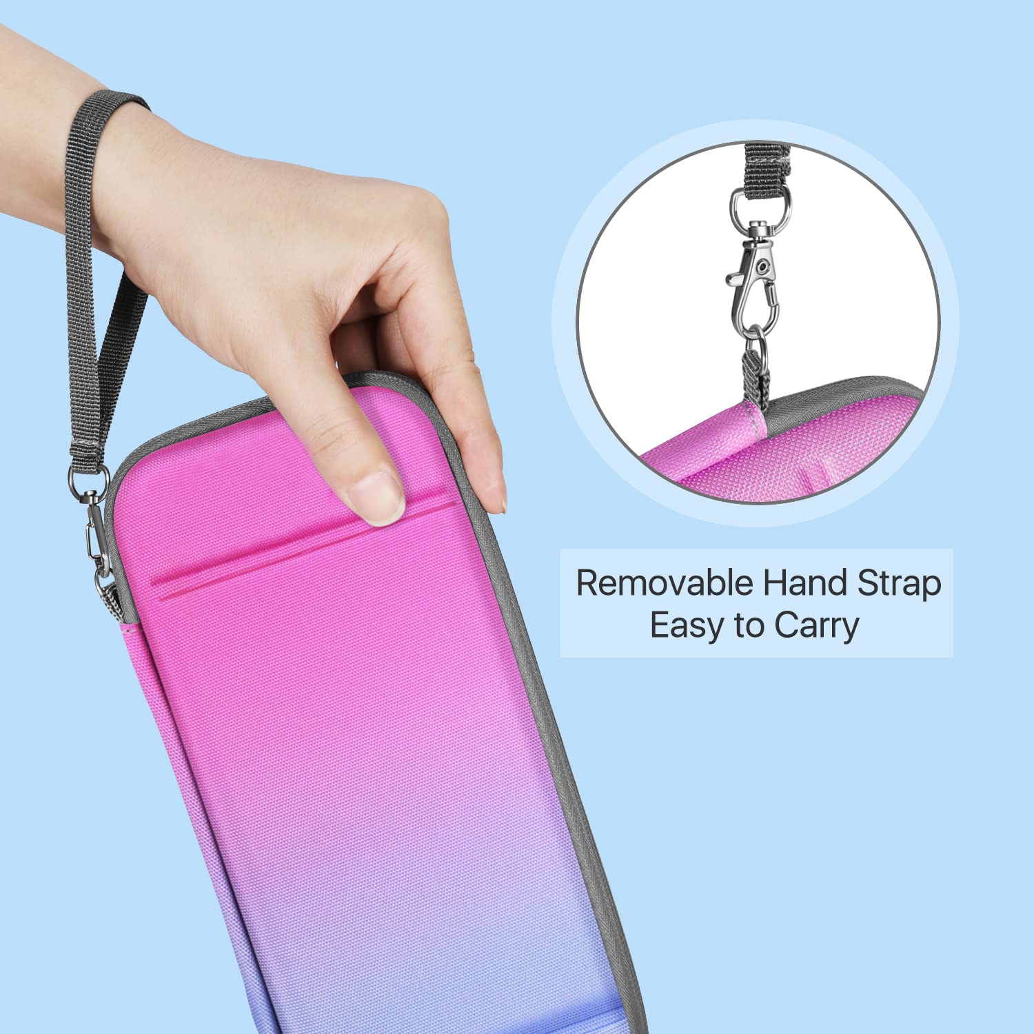 TNP Carrying Case For Nintendo Switch - Easy Carry Switch OLED Travel Case With Removable Wristlet Strap, Slim Case for Nintendo Switch with 10 Game Card Storage & 4x Thumb Grip Caps, Light Blue