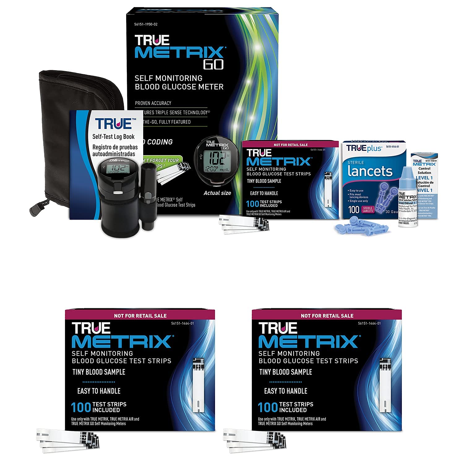 TRUE METRIX® GO Starter Kit with TRUE METRIX® Blood Glucose Test Strips NFRS 100ct - 2 Pack (200 Test Strips)