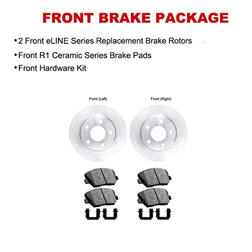 R1 Concepts Rear Brakes and Rotors Kit |Rear Brake Pads| Brake Rotors and Pads| Ceramic Brake Pads and Rotors |Hardware Kit|fits 2014-2022 Jeep Cherokee