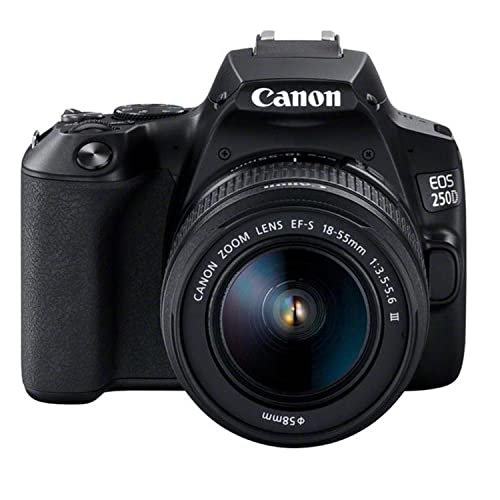 Canon EOS 250D/Rebel SL3 Vlogger Kit:EF-S 18-55mm & EF 75-300mm Lenses,128GB Memory,Tripod,3 Piece Filter Kit,Gadget Bag,Remote Shutter,USB Card Reader,Cleaning Kit & Software Package