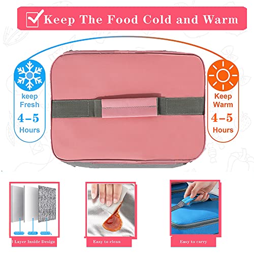 Lunch Box Kids,Bento Box Adult Lunch Box Kid, Ponydash Lunch Containers for Kids with Ice Pack / 5 Compartments / Insulated Soft-Sided Lunchbag- Keeping Cool for 4-5 Hours, for Kids / Adult / Men