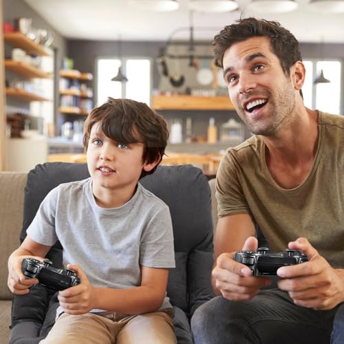 BLUE LAKE Performance 2 Pack Wireless Controller 2.4G double shock Compatible with PS2 /PS1/PC(Jet Black)