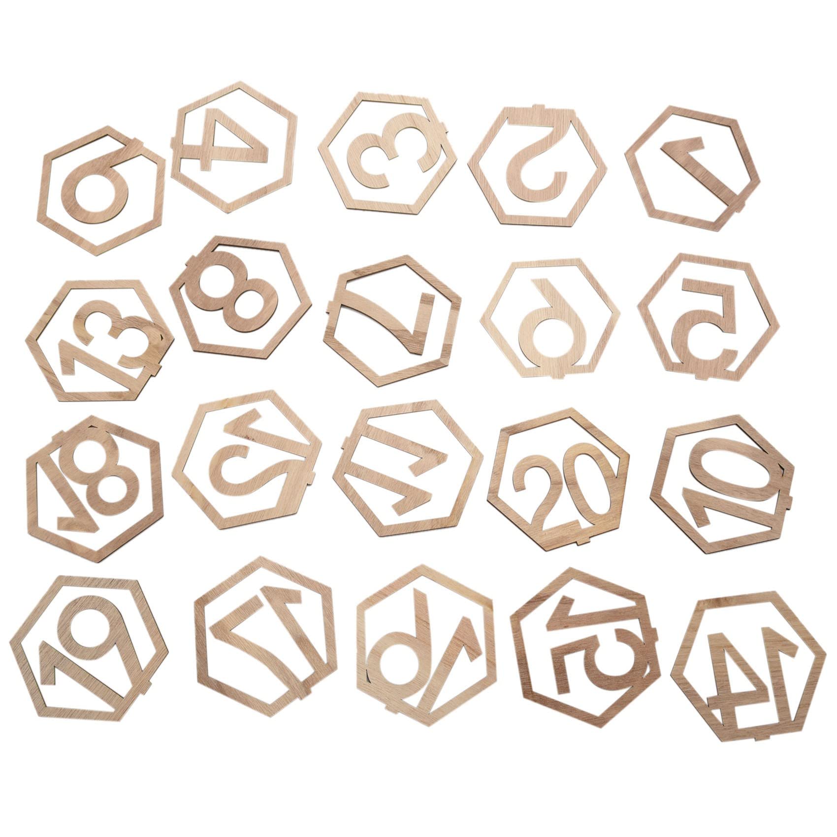 Geynutaly 1-20 Numbers Wood Signs Wedding Hexagon Table Number Wooden Table Numbers Rustic Wedding Engagement Seat Numbers Sign
