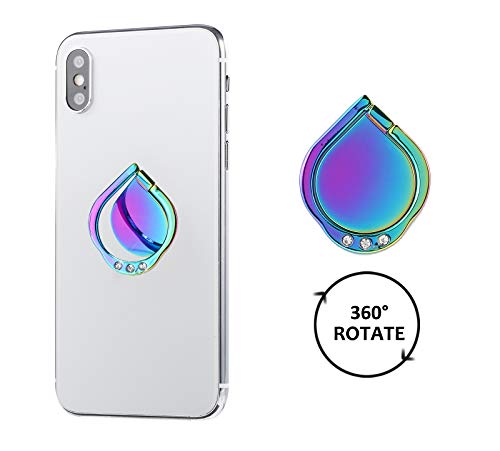 lenoup Rainbow Sparkle Cell Phone Ring Stand Holder,Glitter Bling Bling Rainbow Ring Grip Kickstand,360 Rotation Finger Ring for Almost All Phones,Pad