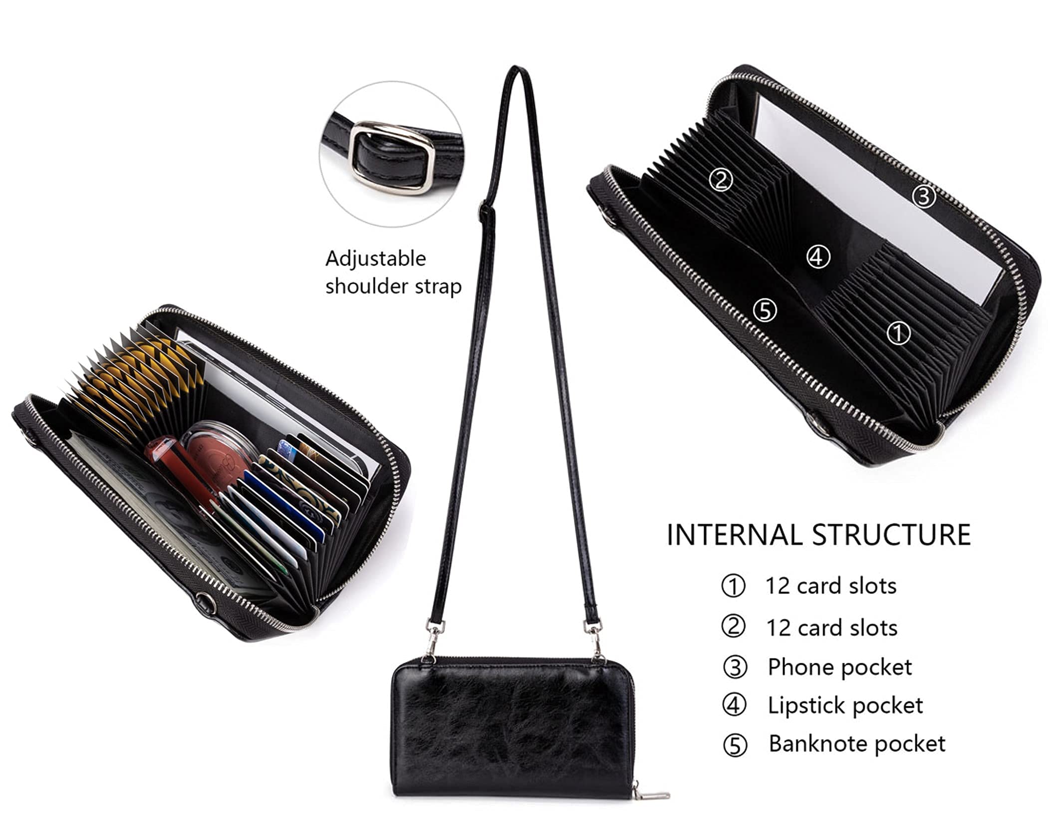 Small Crossbody Bag Touch Screen Phone Bag Shoulder Handbag Wallets Purse for Women & Girls (#1 Black)