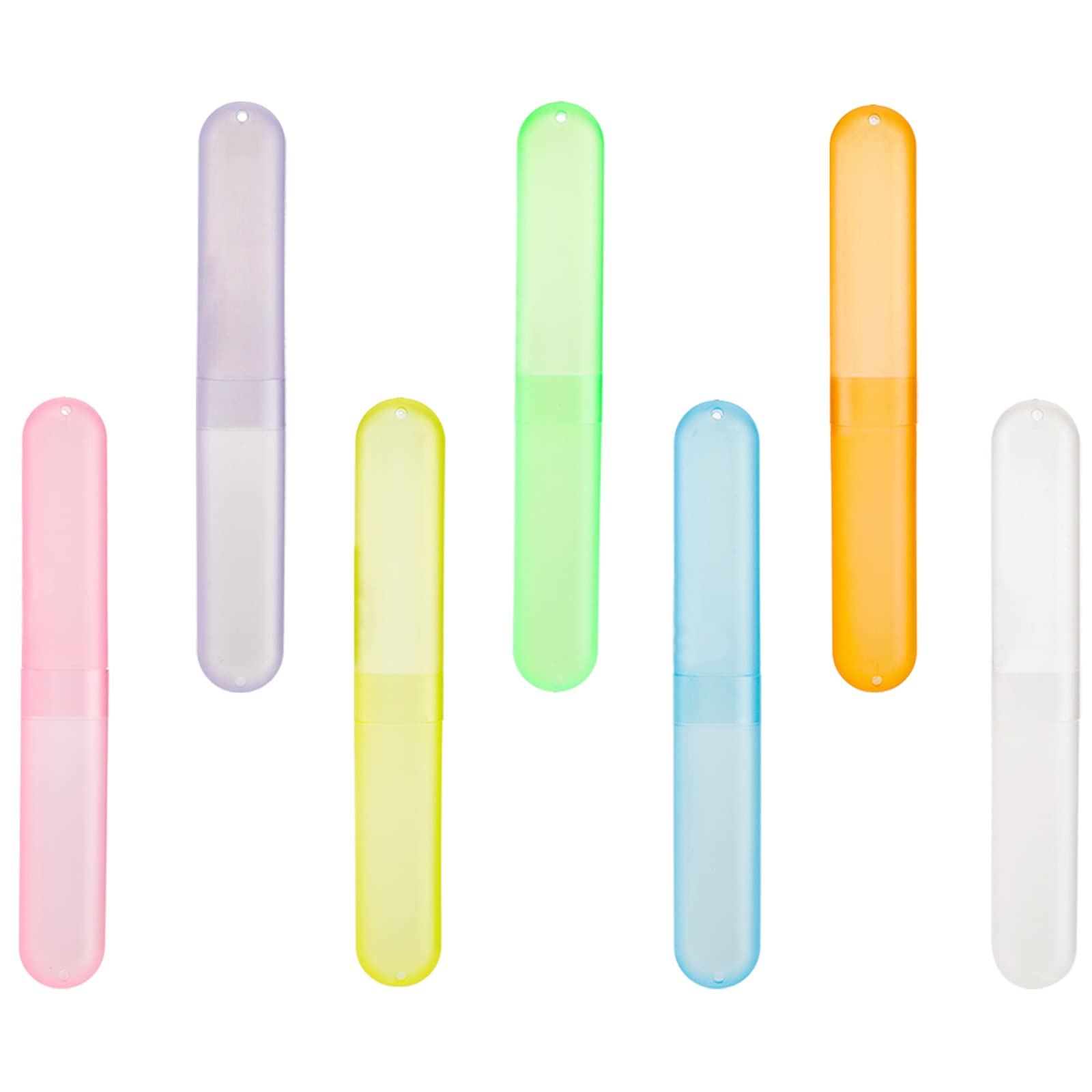 Hedume 35 Pieces Travel Toothbrush Case, 7 Colors Portable Plastic Dust-proof Breathable Toothbrush Holder for Travel, Camping, Home, School, Business