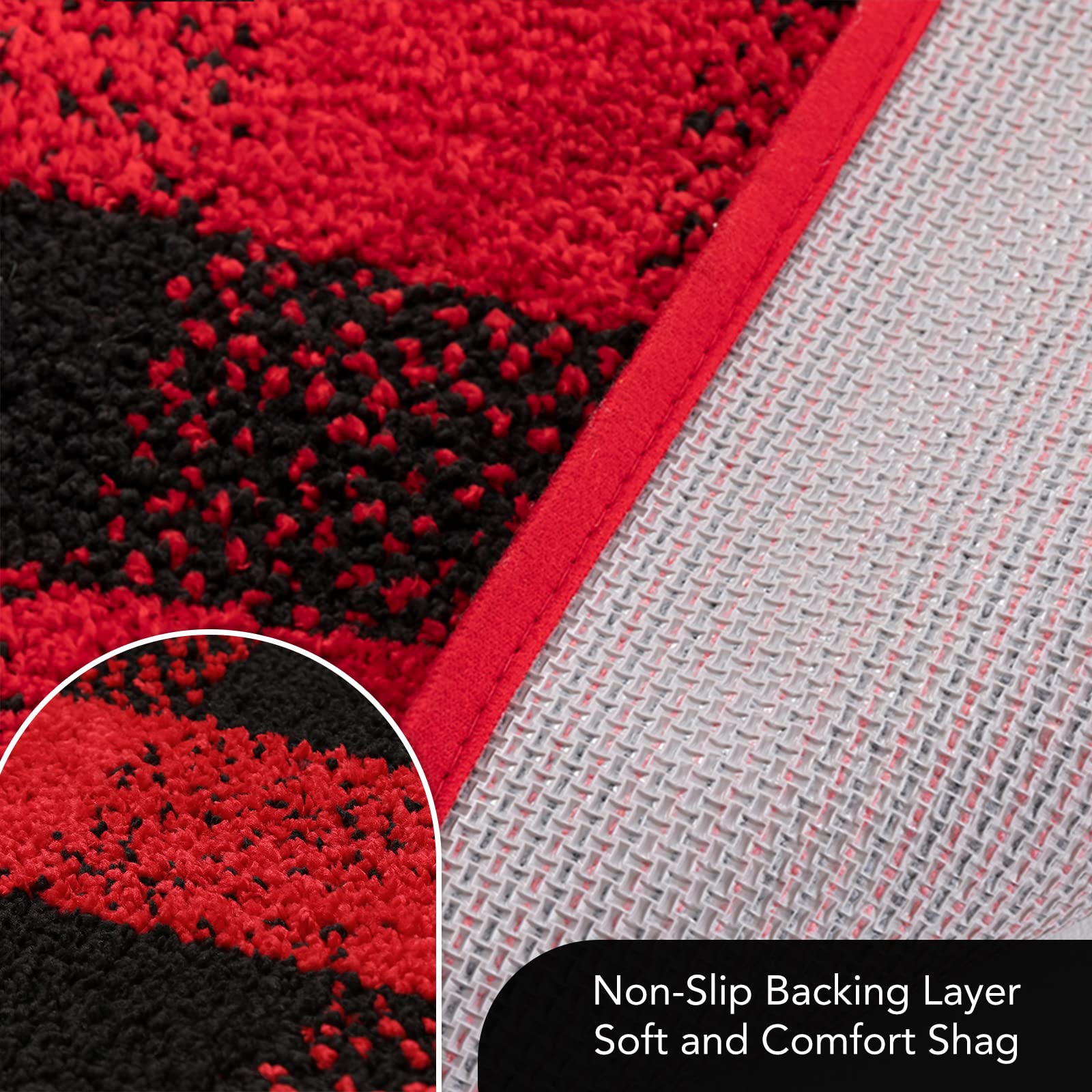 Dephora Kitchen Rugs and Mats Non Skid Washable Set of 2 Anti Fatigue Buffalo Plaid Check Water Absorb Microfiber Runner Rug for Kitchen Floor Front of Sink, Bathroom,17"x48"+17"x24", Black and White