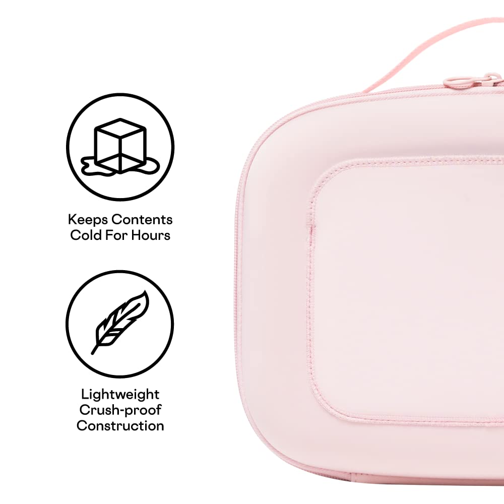 Corkcicle Crushproof Cooler Lunch Box, Reuseable Water Resistant Insulated Lunch Box, Perfect for Traveling with Wine, Beer, Ice Packs, and Lunches, Rose Quartz Neoprene, Back to School