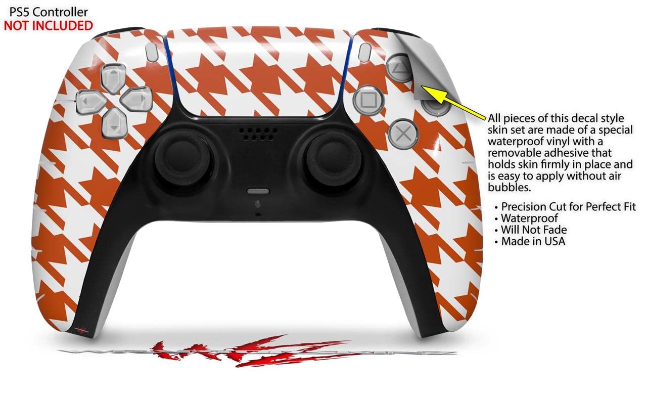 WraptorSkinz Skin Wrap compatible with Sony PS5 DualSense Controller Houndstooth Burnt Orange (CONTROLLER NOT INCLUDED)