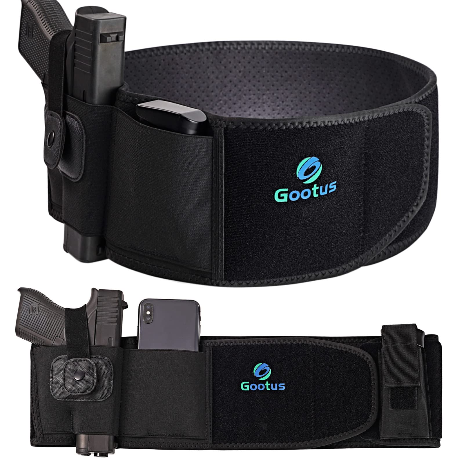 Belly Band Holster for Concealed Carry - Waist Gun Holsters for Men and Women - Fits Glock, Ruger LCP, Taurus, S&W M&P 40 Shield Bodyguard, Sig Sauer, Kahr, Beretta, 1911, etc