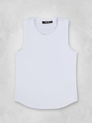 Knit Riot Women’s Muscle Tank Top – Sleeveless Slim Fit Soft Casual Basic Yoga Active Athletic Workout Running T Shirts KR144 White M