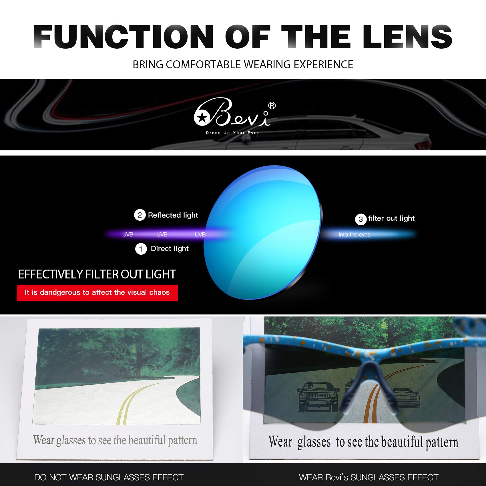 Bevi Polarized Sports Sunglasses for Men Women Baseball Running Cycling Golf Tr90 Durable and Ultralight Frame 2735C6