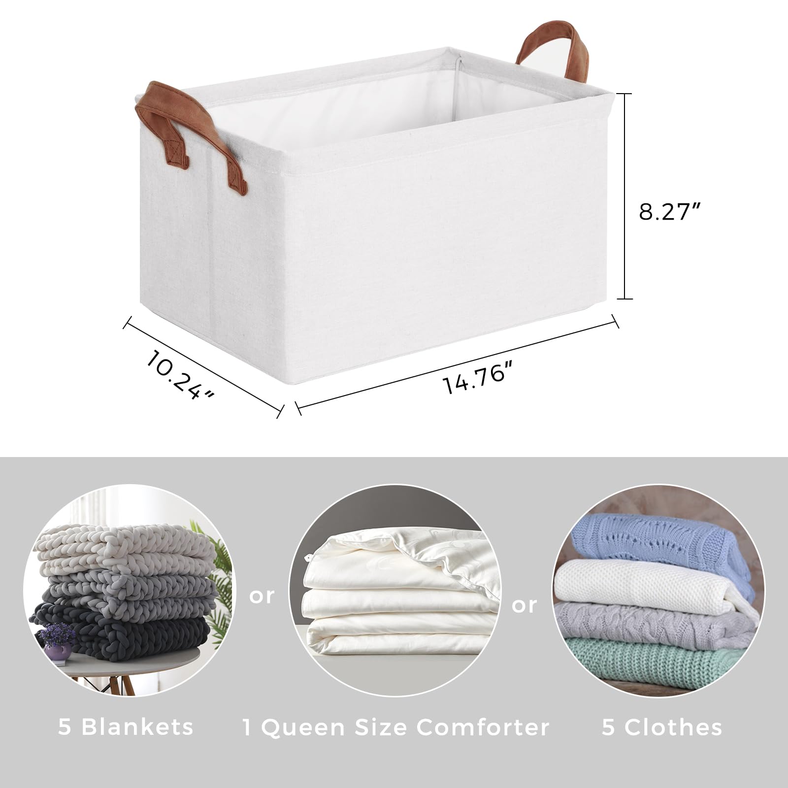 FLYBOX Collapsible Storage Bins for Shelves,Fabric Folding Storage Baskets with Handles,Medium Rectangle Closet Storage Bin Organizer for Organizing Clothes,Gray,2 Packs Hanging Storage Baskets