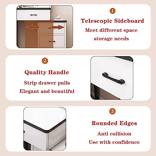 Makeup Desk With Drawers and Mirror Light Make Up Vanity Station Brightness Adjustable Vanity Table Set With Lots Storage Hidden And Open Storage Shelves White Vanity Desk Vanity for Women Girls