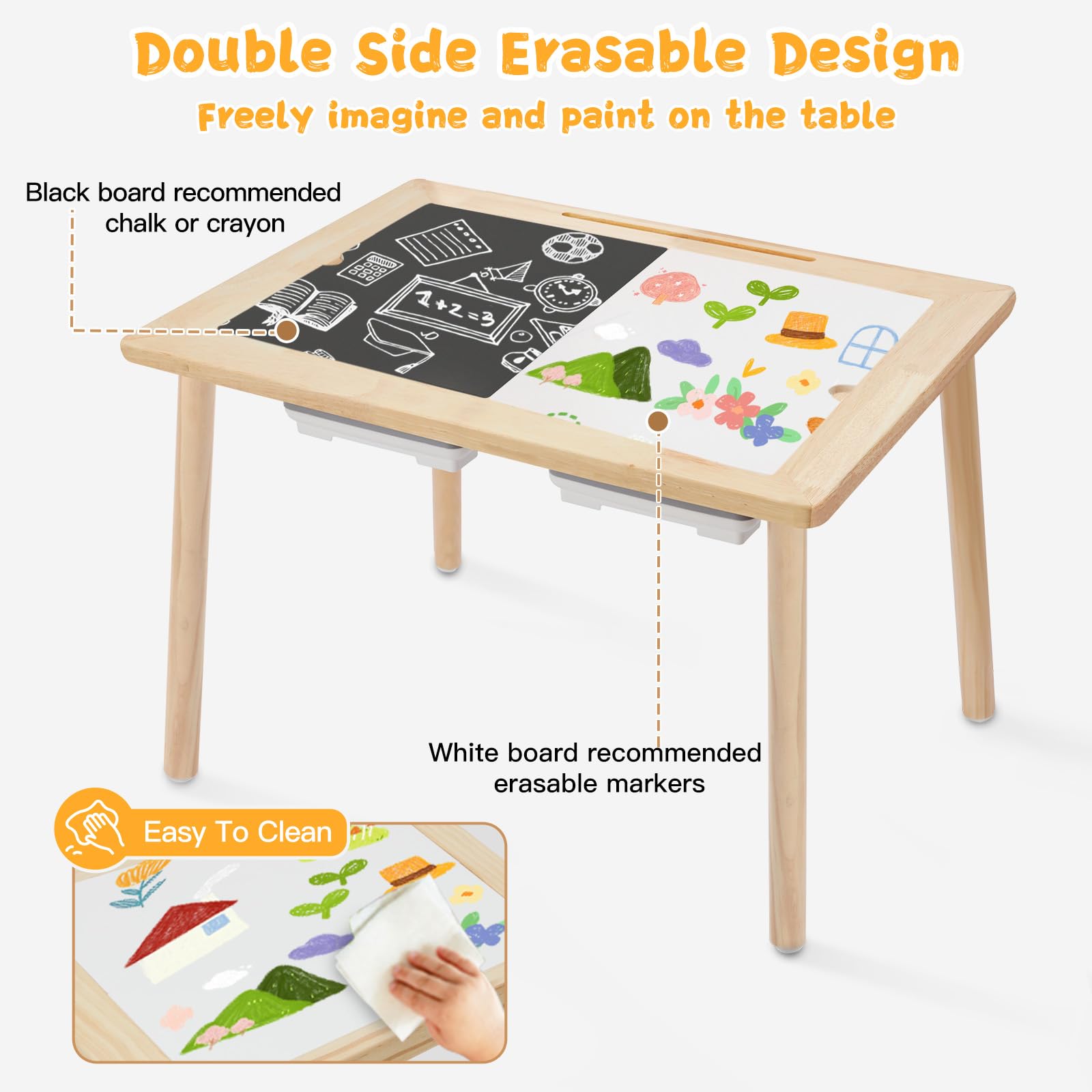 Frogprin Upgrade Sensory Table for Toddlers, Kids Table with 2 Large Storage Bins 7 Sand Toys Play Sand Table Activity Table Indoor/Outdoor for Boys Girls Gift (Oak)