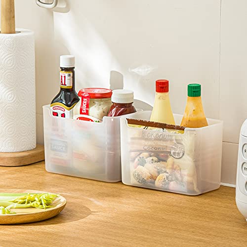 LINFIDITE 2 Pack Fridge Side Door Storage Containers Refrigerator Organizer Box Durable Plastic Storage Bins for Fridge, Counter, Cabinet Kitchen Organization Food Storage