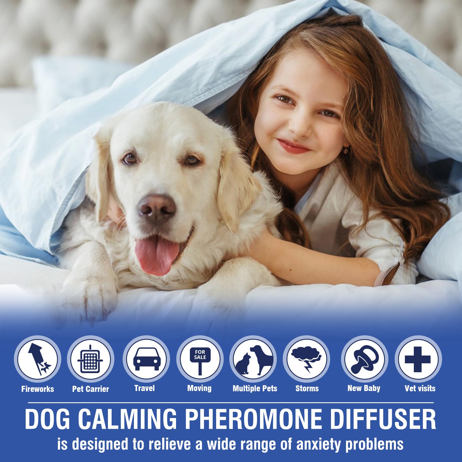 Dog Pheromone Calming Diffuser 4 In 1 Appeasing Pet Pheromones Diffuser to Calm Kit (Plug in+ 3 Pack 48ml Refill) for Anxiety Relief Reduce Barking Aggression Fighting Stress 90 Day Supply(Orange)